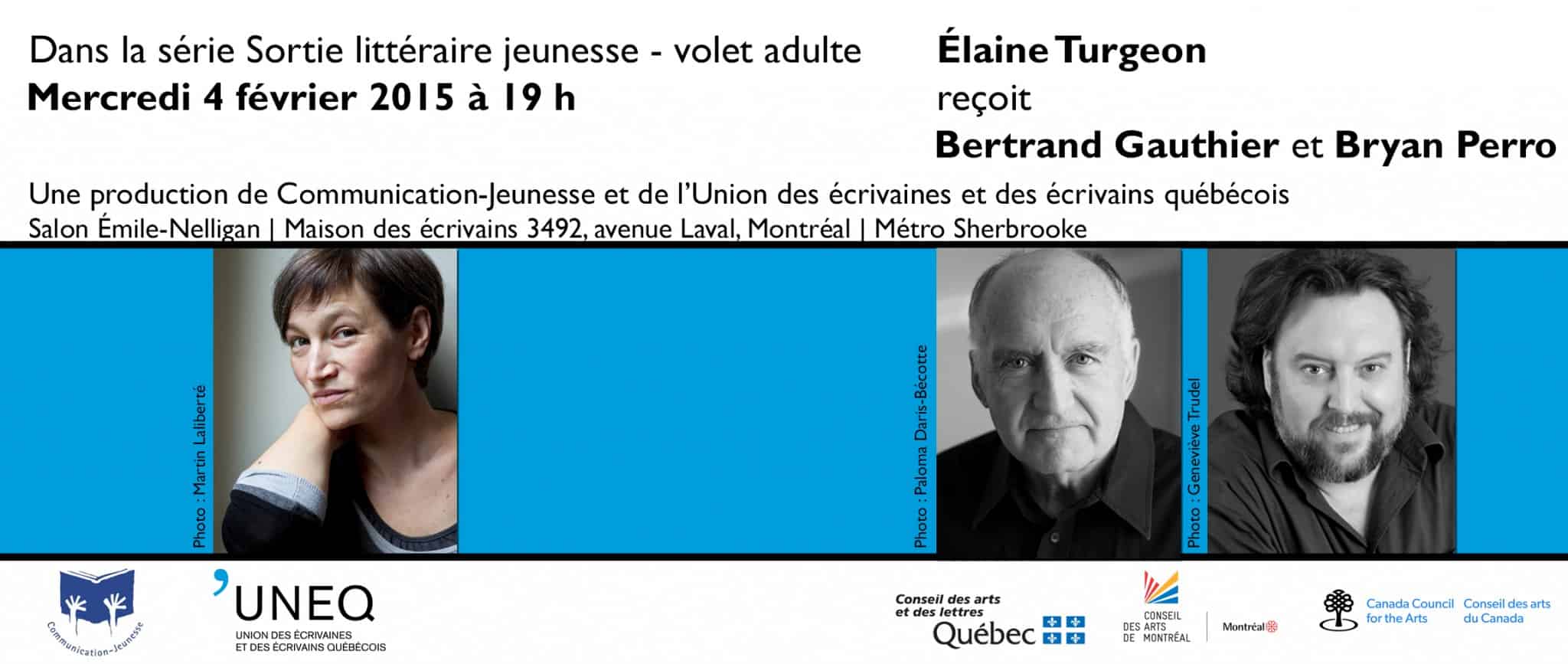 Élaine Turgeon reçoit Bertrand Gauthier et Bryan Perro - UNEQ